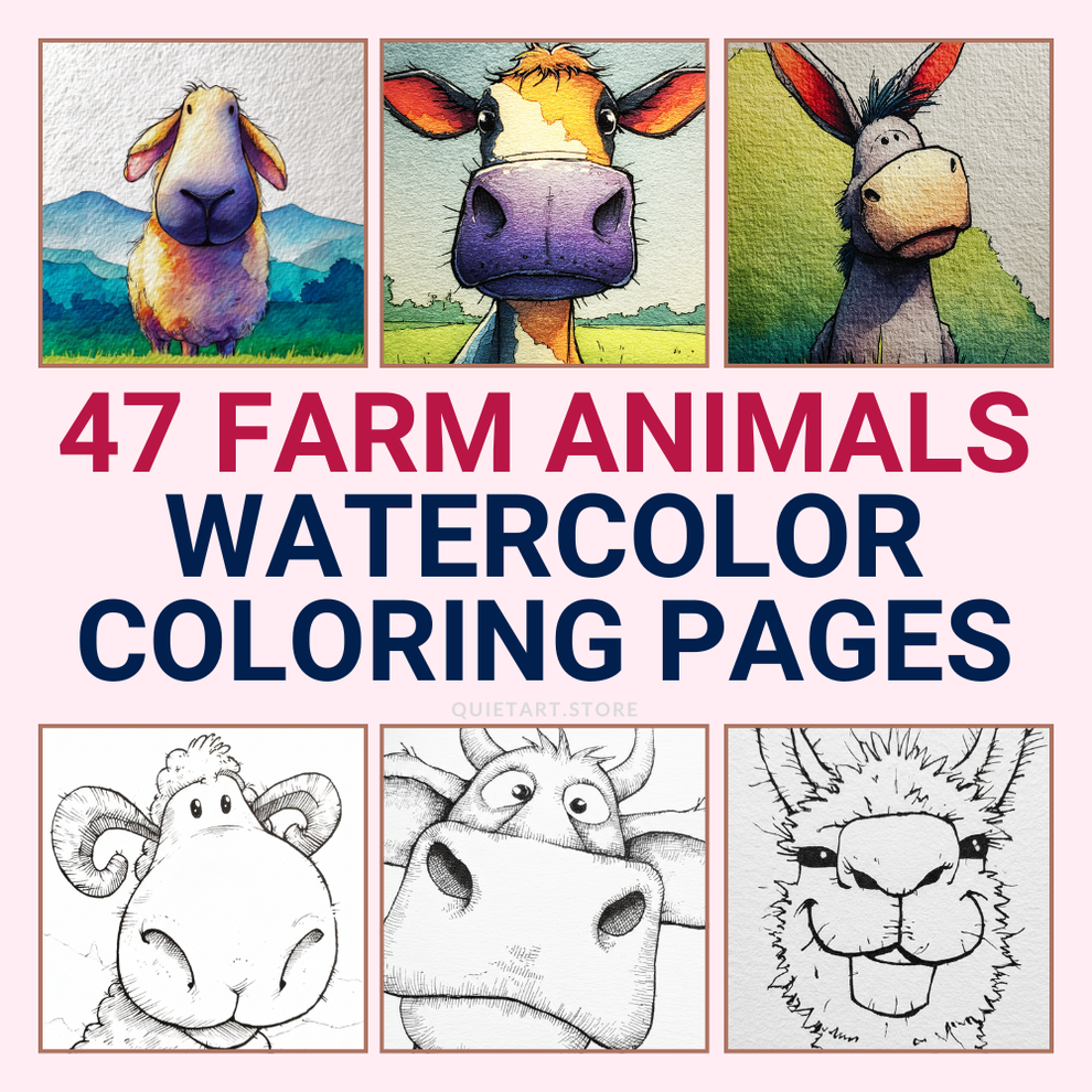 47 Funny Farm Animals Printable Coloring Pages (PDF Download) – Quiet Art