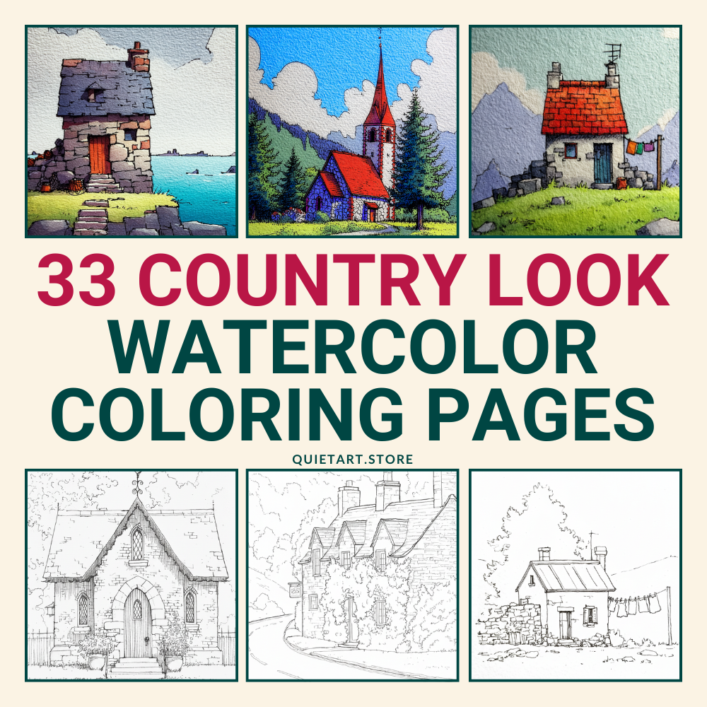33 Country Look Watercolor Printable Coloring Pages (PDF Download ...