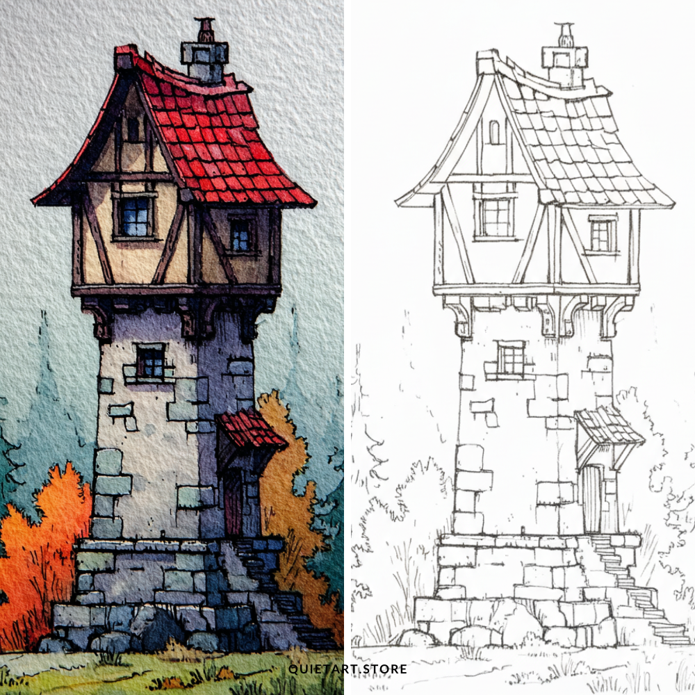 33 Country Look Watercolor Printable Coloring Pages (PDF Download ...