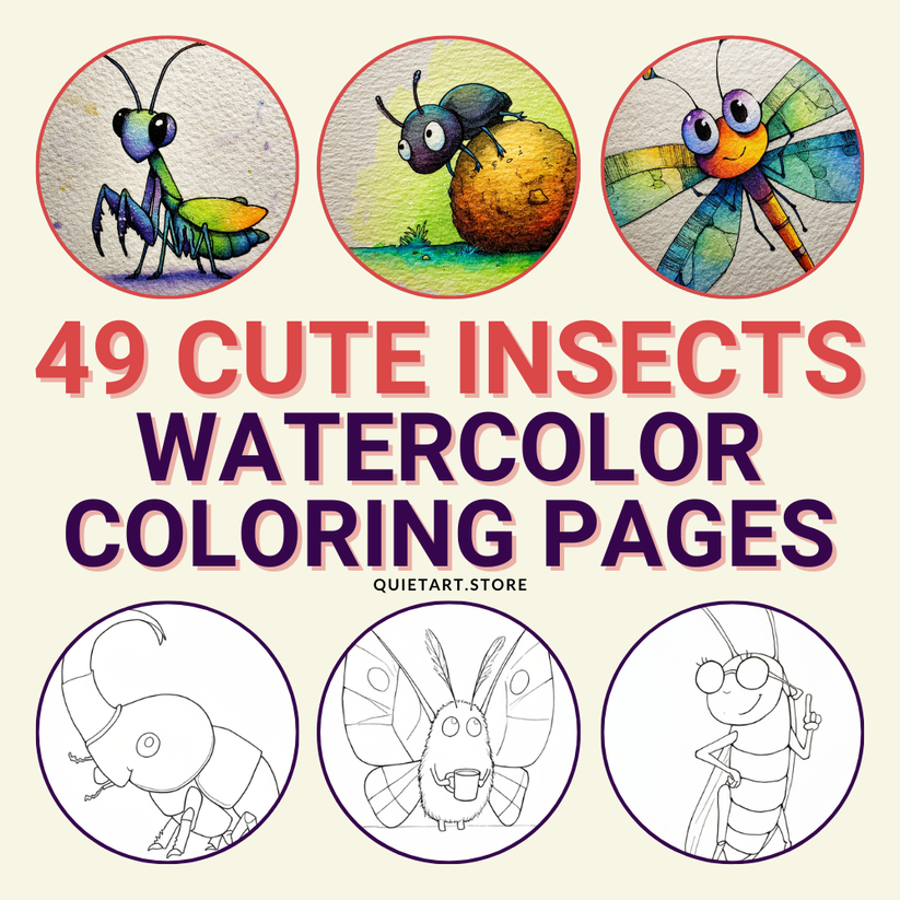 49 Cute Insects Printable Coloring Pages (PDF Download) – Quiet Art