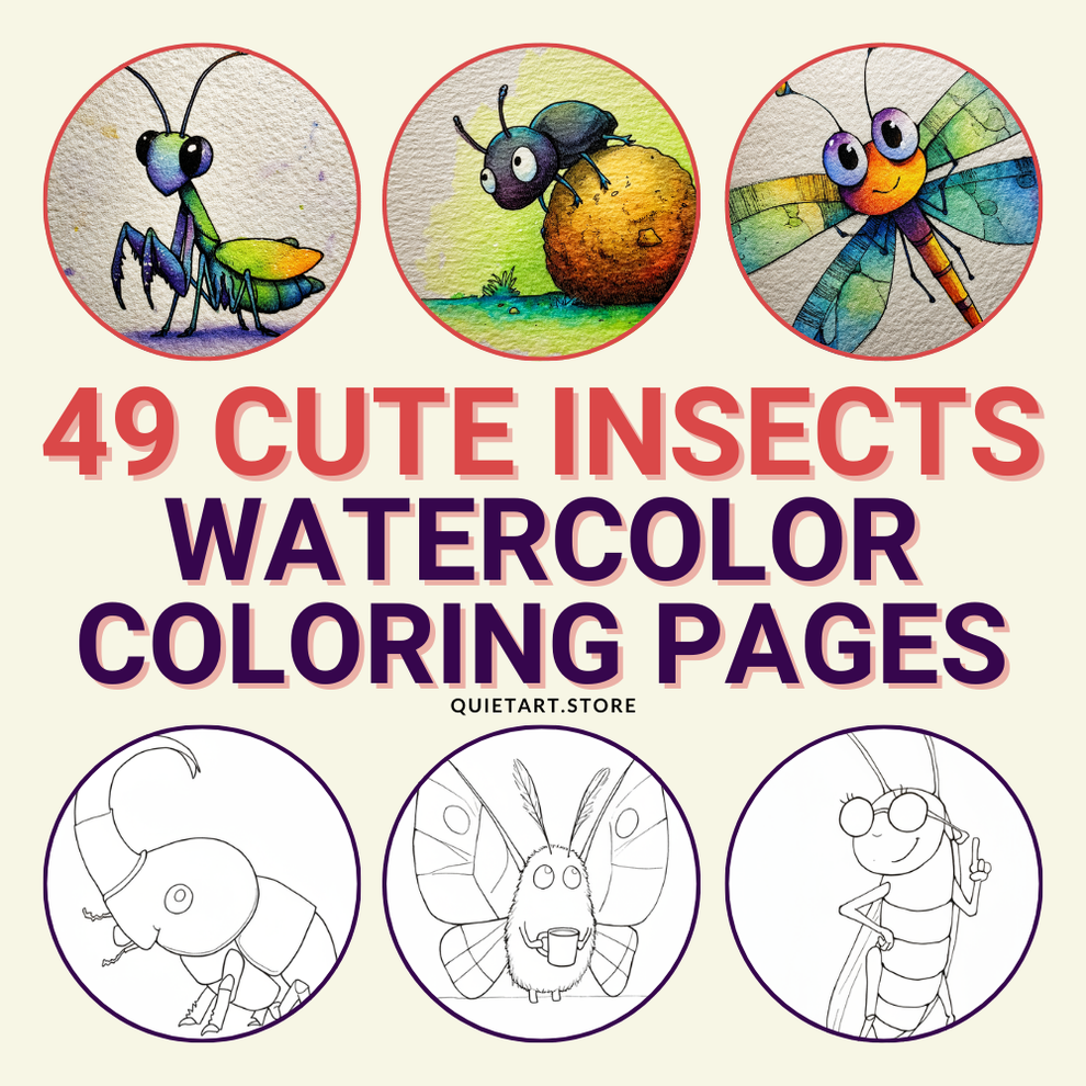 49 Cute Insects Printable Coloring Pages (PDF Download) – Quiet Art